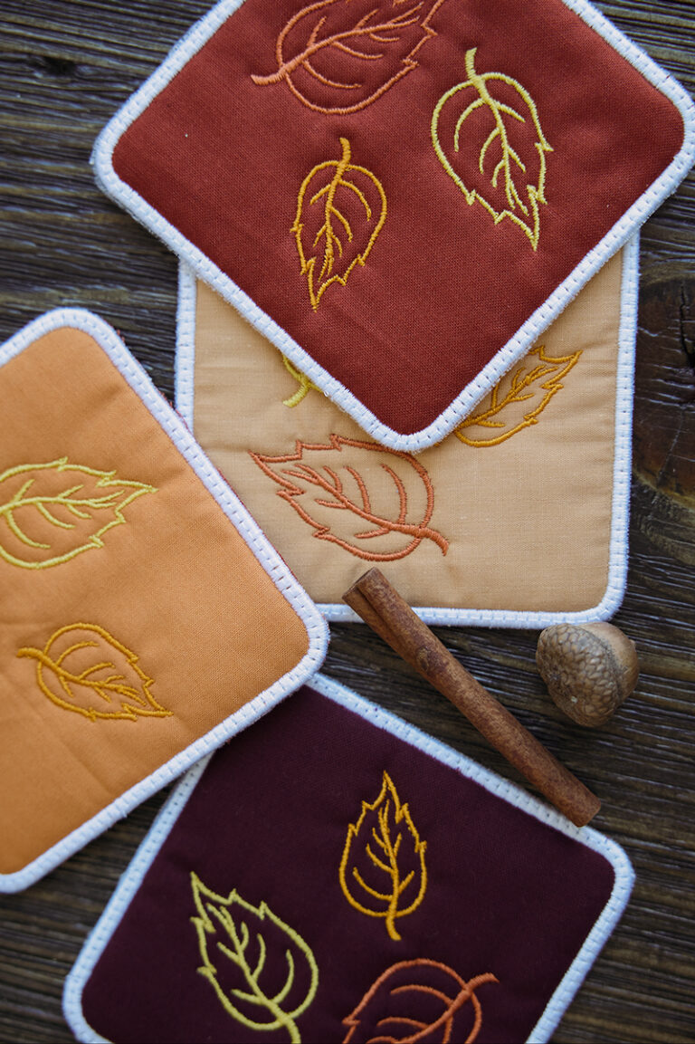 Fall Flora Coaster Embroidery Design - Sew Daily